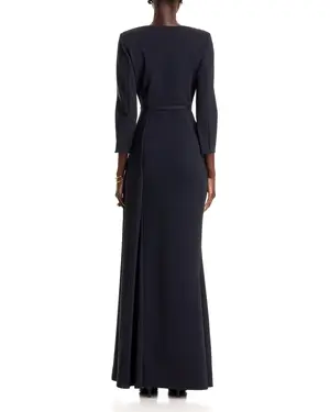 Chiara Boni La Petite Robe Avize Belted 3/4 Sleeve Gown