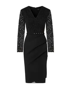 Chiara Boni La Petite Robe Maode Lace Bodice V Neck Dress - Black
