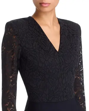 Chiara Boni La Petite Robe Maode Lace Bodice V Neck Dress - Black