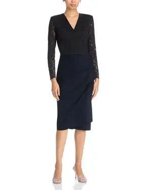 Chiara Boni La Petite Robe Maode Lace Bodice V Neck Dress - Black