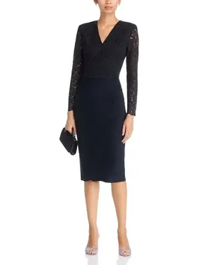 Chiara Boni La Petite Robe Maode Lace Bodice V Neck Dress - Black