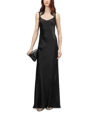 Alexander McQueen Satin Lace Back Long Dress