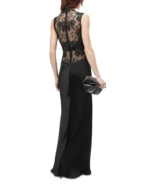 Alexander McQueen Satin Lace Back Long Dress