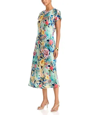 Johnny Was Ryu Bias Dolman Stretch Silk Dress