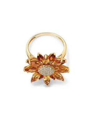 Bloomingdale'S Citrine & Diamond Daisy Ring In 14k Yellow