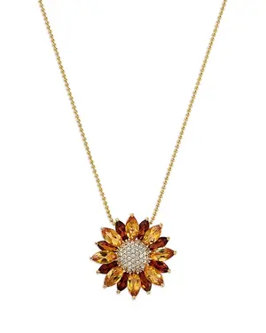 Bloomingdale'S Citrine & Diamond Daisy Pendant Necklace In 14k Yellow - Gold