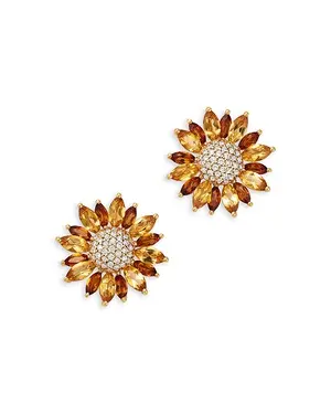 Bloomingdale'S Citrine & Diamond Daisy Stud Earrings In 14k Yellow