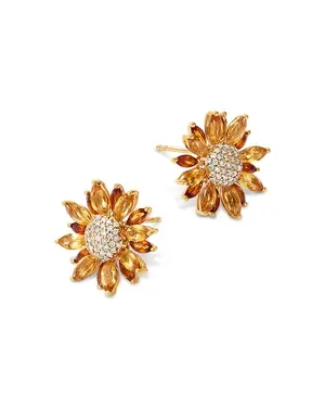 Bloomingdale'S Citrine & Diamond Daisy Stud Earrings In 14k Yellow