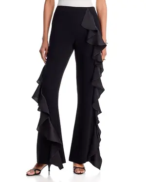 Cinq À Sept Selah Ruffle Flare Pants - Black