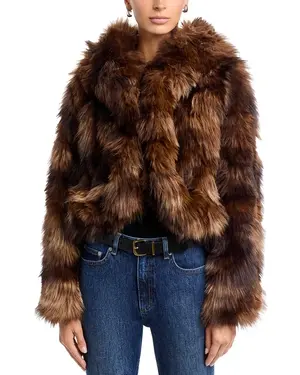 Cinq À Sept Sybella Patchwork Faux Fur Coat