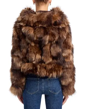 Cinq À Sept Sybella Patchwork Faux Fur Coat
