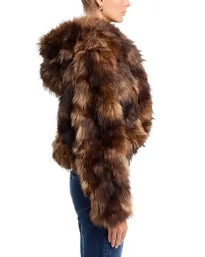 Cinq À Sept Sybella Patchwork Faux Fur Coat