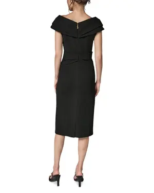 Donna Karan New York Portrait Neck Hardware Trim Sheath Dress