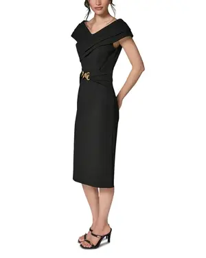 Donna Karan New York Portrait Neck Hardware Trim Sheath Dress