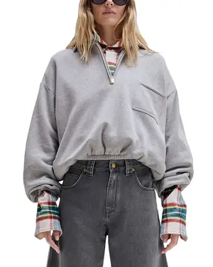DARKPARK Alva Cropped Cotton Sweatshirt - Grey