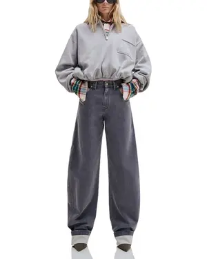 DARKPARK Alva Cropped Cotton Sweatshirt - Grey