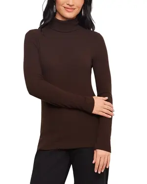 Karen Kane Ribbed Long Sleeve Turtleneck Top - Chocolate