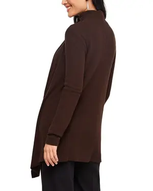 Karen Kane Ribbed Drape Front Cardigan - Chocolate