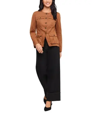 Karen Kane Faux Suede Cargo Shirt Jacket