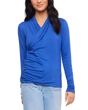 Karen Kane Crossover Side Shirred Long Sleeve Top - Iris