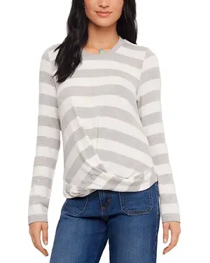 Karen Kane Striped Long Sleeve Drape Front Top