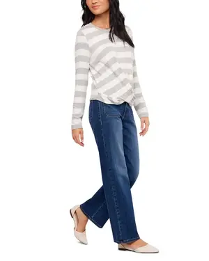 Karen Kane Striped Long Sleeve Drape Front Top