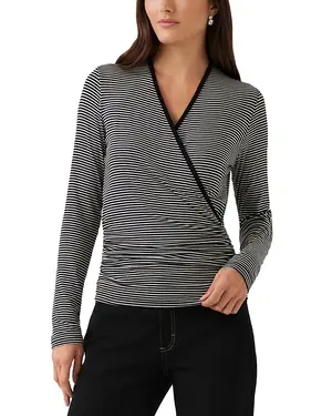 Karen Kane Crossover Neck Side Shirred Top