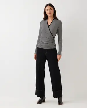 Karen Kane Crossover Neck Side Shirred Top