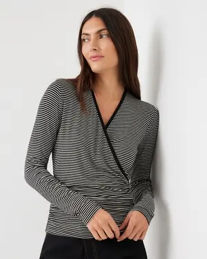 Karen Kane Crossover Neck Side Shirred Top