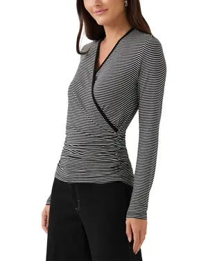 Karen Kane Crossover Neck Side Shirred Top