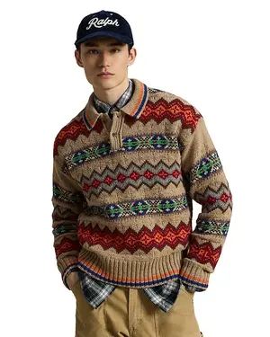 Polo Ralph Lauren Fair Isle Wool Blend Polo Collar Sweater