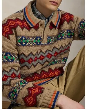 Polo Ralph Lauren Fair Isle Wool Blend Polo Collar Sweater