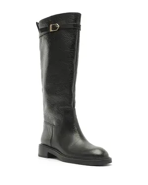 Schutz Bianca Leather Knee High Boots - Black