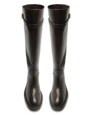 Schutz Bianca Leather Knee High Boots - Maplewood