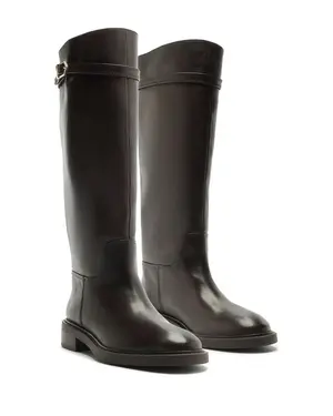 Schutz Bianca Leather Knee High Boots - Maplewood