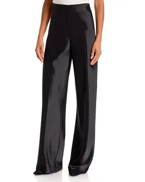 LUCY PARIS Satin Bias Trousers - Black