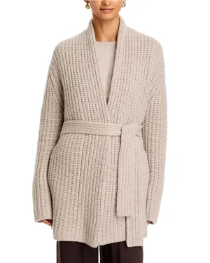 LISA YANG Jacqueline Cashmere Belted Cardigan - Sand