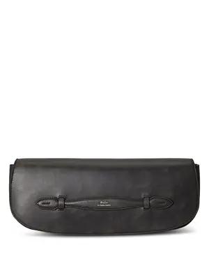 Polo Ralph Lauren Bellport Long Flap Leather Clutch - Stone/black