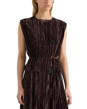 Proenza Schouler White Label Lyra Crushed Velvet Top - Coffee