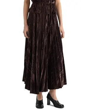 Proenza Schouler White Label Daphne Crushed Velvet Pleated Skirt