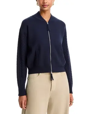 525 America Cable Sleeve Bomber Sweater Jacket