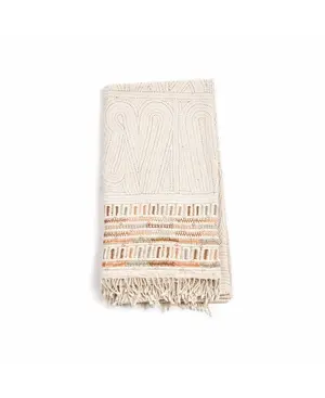 STUDIO VARIOUSLY Unah Coral Fully Hand Embroidered Handwoven Organic Cotton Throw - Brown