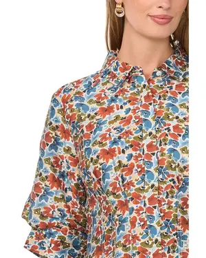 Vince Camuto Printed Button Up Shirt Dress