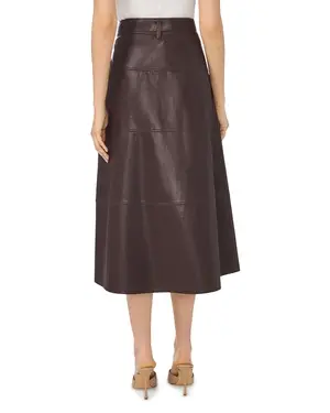CECE DUPRAZ Faux Leather Tie Waist Midi Skirt