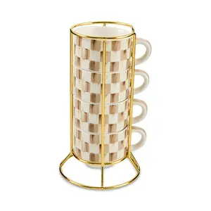 MACKENZIE-CHILDS Check Cappuccino Cup Tower - Mocha