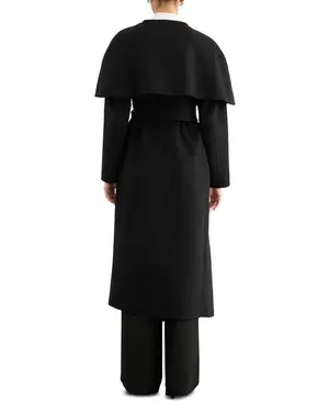 TOCCIN Rya Exaggerated Cape Wool Blend Wrap Coat - Jet