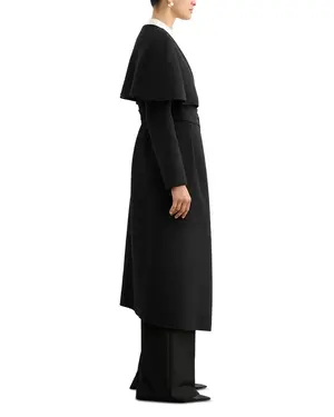 TOCCIN Rya Exaggerated Cape Wool Blend Wrap Coat - Jet