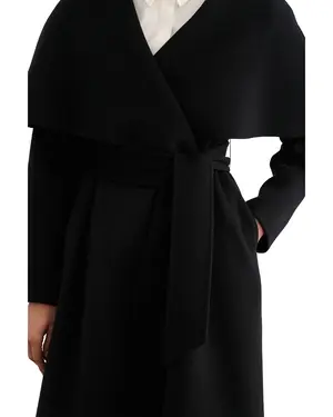 TOCCIN Rya Exaggerated Cape Wool Blend Wrap Coat - Jet