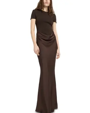ROTATE BY BIRGER CHRISTENSEN Cap Sleeve Draped Maxi Dress