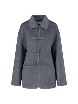 RÓHE Wool Cashmere Toggle Coat - Grey